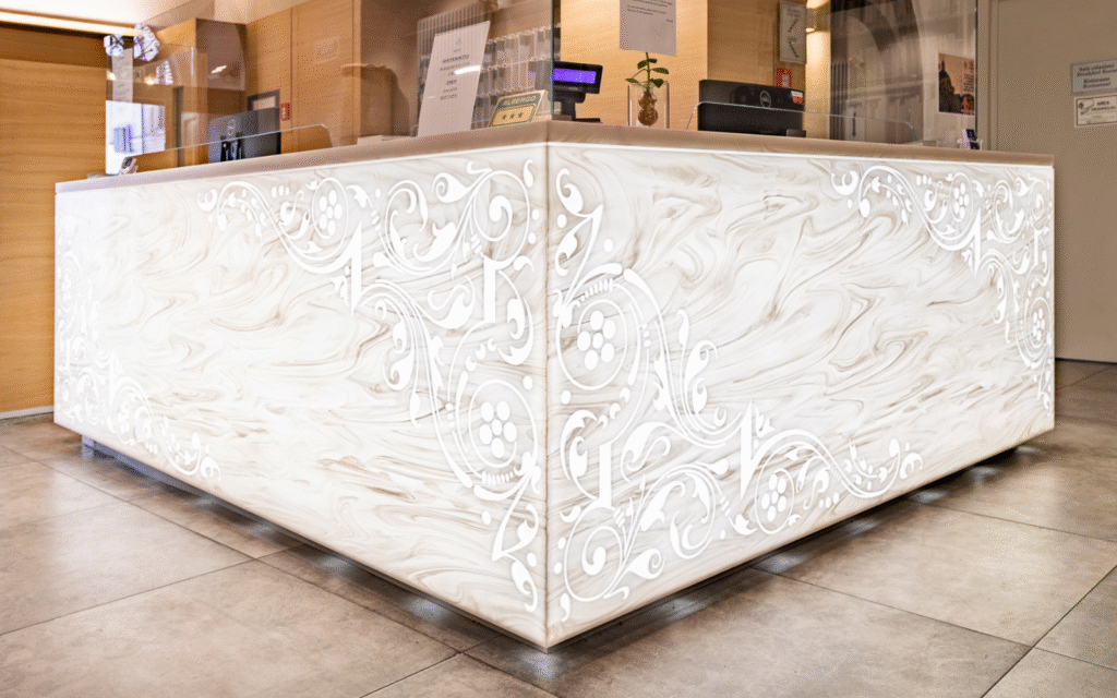 Cavigar crafts Corian reception for Hotel dei Gonzaga Mantova • Hotel ...
